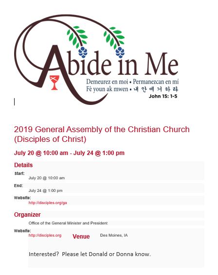 Disciples Of Christ General Assembly First Christian Church